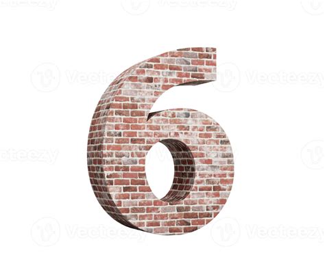 Number Six 6 Digit Made Of Old Grunge Texture Wall Of Bricks On Background 3d Illustration