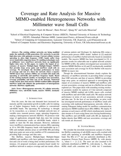 Pdf Coverage And Rate Analysis For Massive Mimo Enabled Heterogeneous