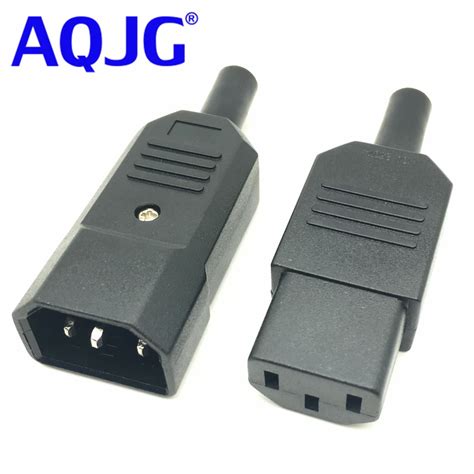 New DIY A V Black IEC C C Female Male Plug Rewirable Power Connector Pin AC Socket