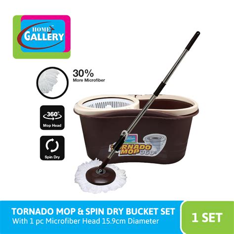 Home Gallery Tornado Mop And Spin Dry Bucket Set With 1 Microfiber Mop Head Dimension L45