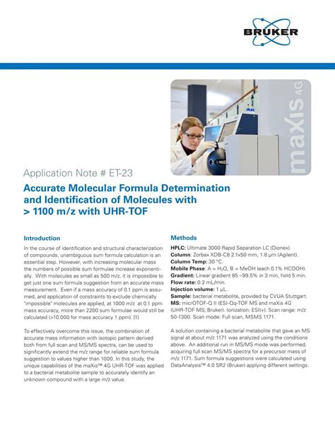 Accurate Molecular Formula Determination And Bruker Daltonics
