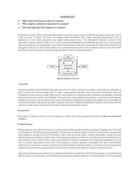 Functional Unit Of Computers Functional Units What Are The Basic