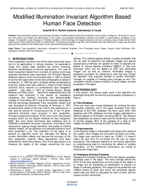 Pdf Modified Illumination Invariant Algorithm Based Human Face Detection