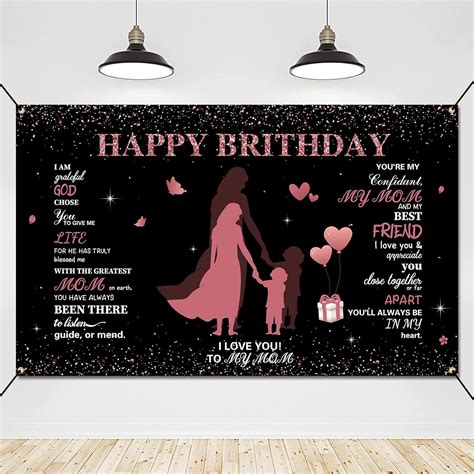 Crenics Happy Birthday Decorations For Mom Large Rose Gold