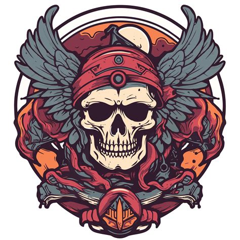 Gothic Skull With Wings And Axes 23959306 Png