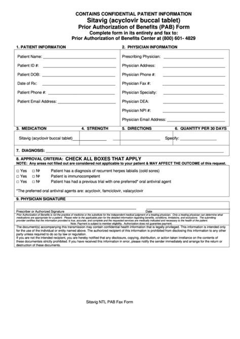 Sitavig Acyclovir Buccal Tablet Prior Authorization Of Benefits Pab Form Printable Pdf Download