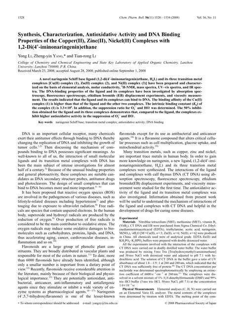 (PDF) Synthesis, Characterization, Antioxidative Activity and DNA ...