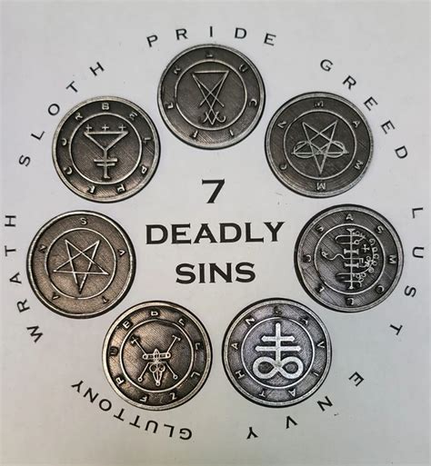 The Seven Deadly Sins Symbols Display 7 Sins Sigils 7 Deadly Sins Runes Seven Sins Sigils