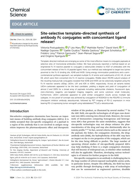Pdf Site Selective Template Directed Synthesis Of Antibody Fc