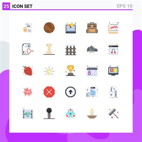 Stock Vector Icon Pack Of 25 Line Signs And Symbols For Graph Travel Ads Office Briefcase