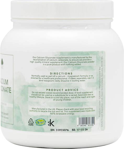 Pure Calcium Gluconate Powder 350g Gandg Vitamins Buy Now With