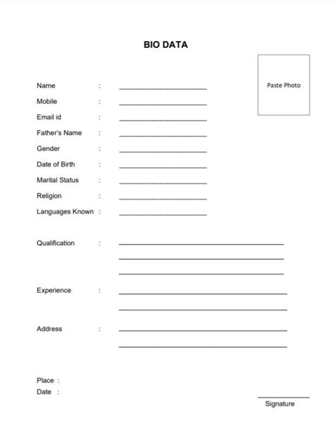 11 Biodata Format For Job Pdf Word Free Download 2023 Biodata Form Philippines Example