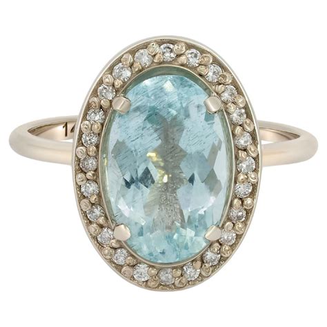 Mid 20th Century 14k Gold Cocktail Ring With Large Aquamarine And