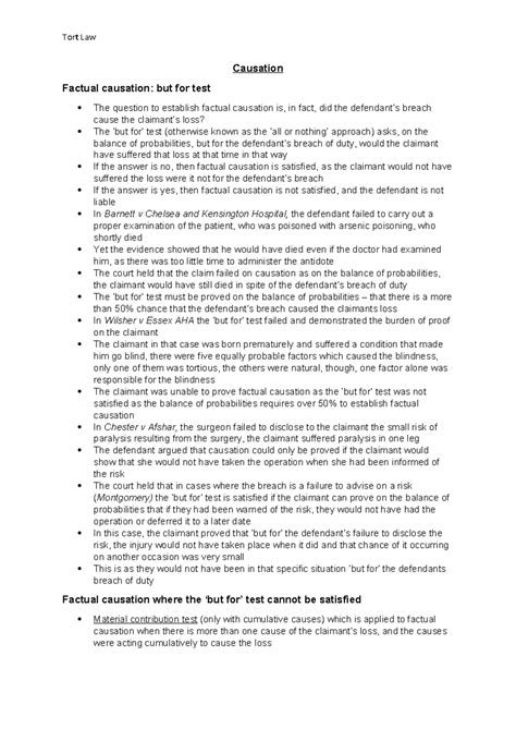 3 Causation Causation Factual Causation But For Test The Question To