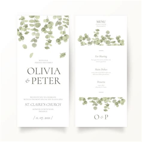 Eucalyptus Blad Bruiloft Briefpapier Sjabloon Gratis Vector