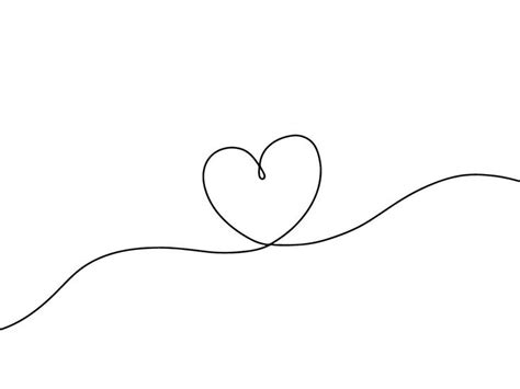 A Black And White Line Drawing Of A Heart