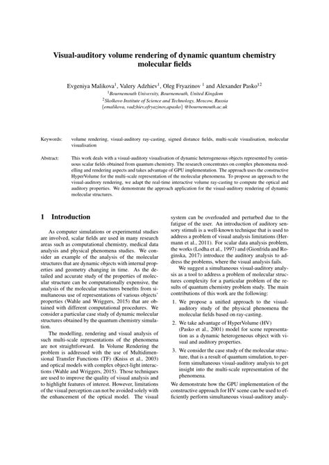 pdf visual auditory volume rendering of dynamic quantum chemistry