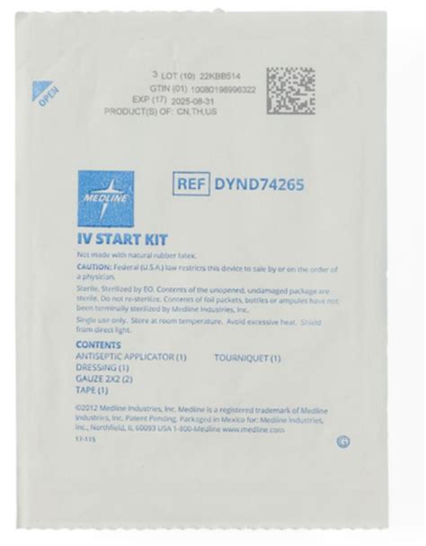 Dynd74260 6 Piece Iv Start Kit With 1 Chloraprep Applicator Suresite