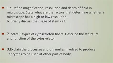 Solved 1 A Define Magnification Resolution And Depth Of