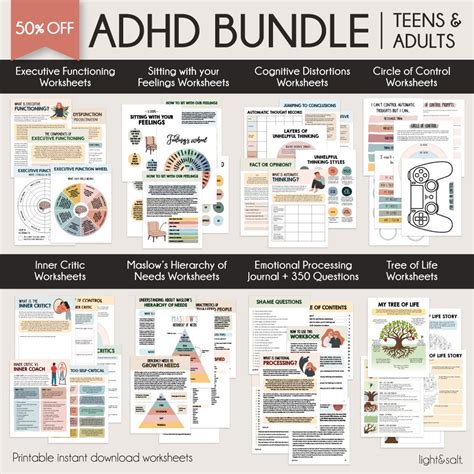 Adhd Bundle Executive Functioning Therapy Worksheets Inner Critic