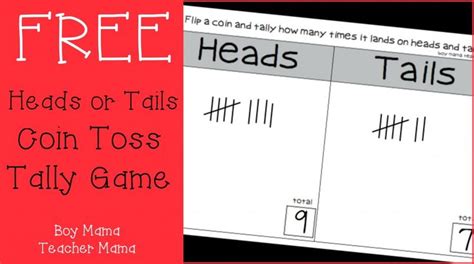 Teacher Mama Free Printable Heads Or Tails Coin Toss Tally Game After