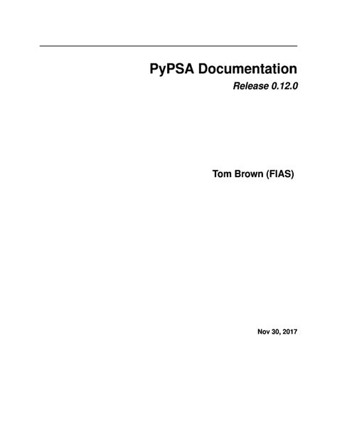 Fillable Online Pypsa Documentation Fax Email Print Pdffiller
