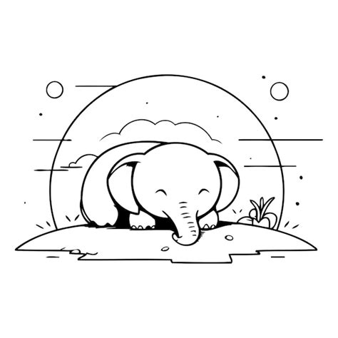 사막의 귀여운 만화 코끼리 어린이용 터 일러스트레이션 프리미엄 Ai 생성 벡터