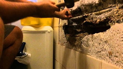 Breaking Wall Looking For Broken Pipe Youtube