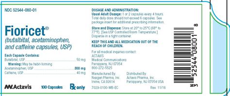 Fioricet Capsules Fda Prescribing Information Side Effects And Uses