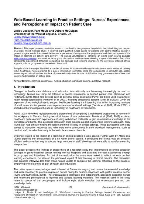 pdf web based learning in practice settings nurses experiences and