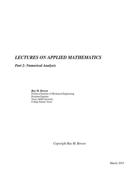 Applied Mathematics Notes Pdf Matrix Mathematics Numerical Analysis