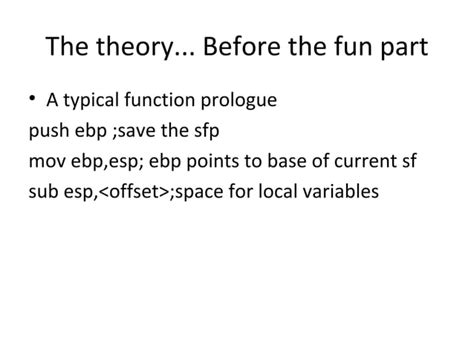 Exploiting Stack Overflow 101 Ppt