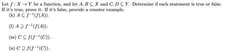 solved let f x→y be a function and let a b⊆x and c d⊆y