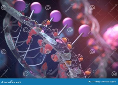 Vibrant 3d Illustration Of Dna Replication In Microscopic Detail Stock Image