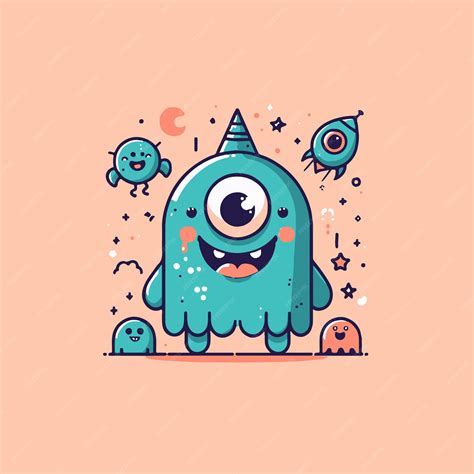 Cute Cartoon Monster Character Vector Illustration In Flat Design Style