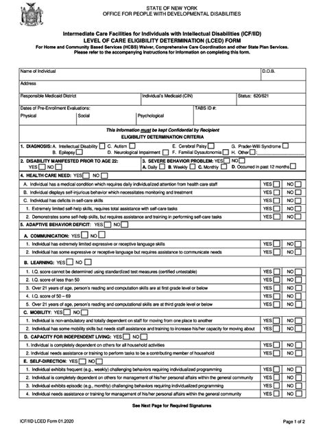Icf Iid Level Of Care Eligibility Determination Lced Form Fill Out