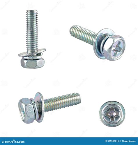 Threaded Bolt Under Phillips Screwdriver On White Background In