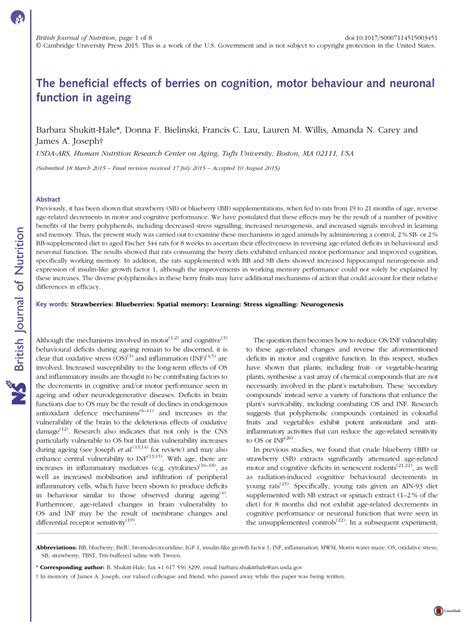 Pdf The Beneficial Effects Of Berries On Cognition Motor Behaviour