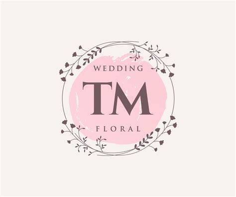 Tm Initials Letter Wedding Monogram Logos Template Hand Drawn Modern Minimalistic And Floral