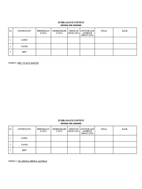 Criteria Pdf Dances Physical Exercise