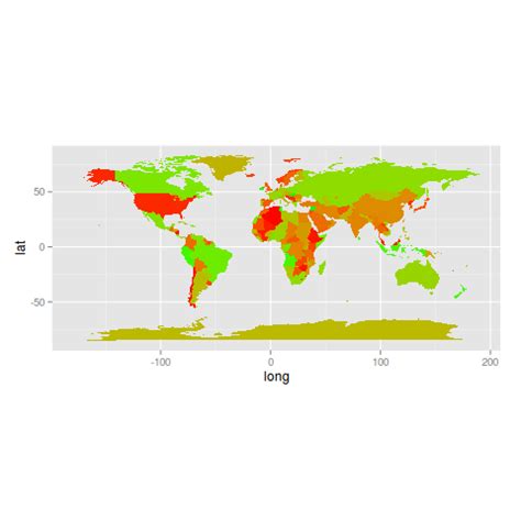 R Plot Colour Coded World Map Using Ggplot Stack Overflow