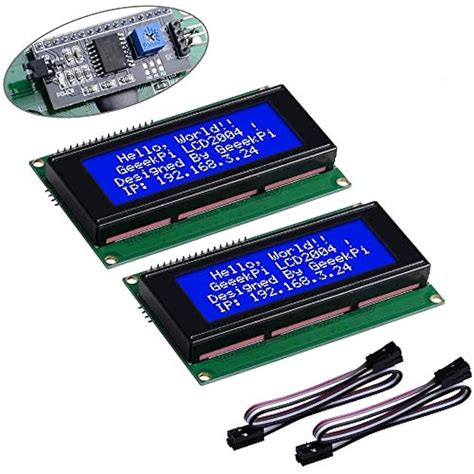Geeekpi Iic I2c Twi Serial Lcd 2004 20x4 Display Module With I2c Interface Adapter Blue