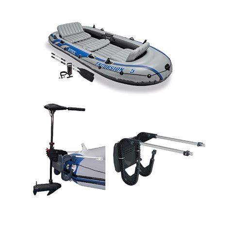 Buy Intex Excursion 5 Person Inflatable Boat Set With 2 Aluminum Oars And Pump Intex 12v