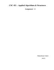 CSC HW Pdf CSC Applied Algorithms Structures Assignment Manoj Kumar Vemuri