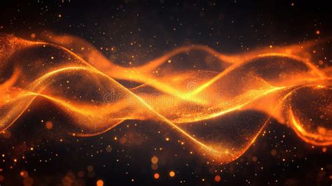 Vibrant Orange And Gold Abstract Wave Patterns With Glittering Particles Creating A Dynamic And
