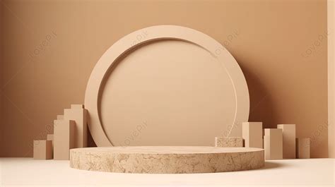 3d 렌더링의 베이지색 석재 연단에 있는 추상 단계 기하학적 모양 3d 렌더링의 베이지색 석재 연단에 있는 추상 단계 기하학적 모양 사진 3d 렌더링의 베이지색 석재