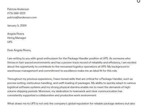1 Ups Package Handler Cover Letter Examples With In Depth Guidance