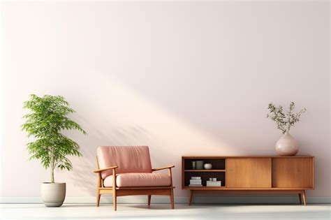 Premium Photo Interior Of Modern Living Room With Armchair Bookshelf And Plant 3d Render