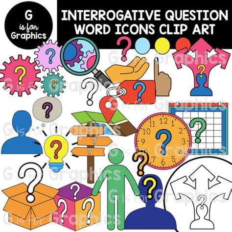Interrogative Question Word Icons Clip Art By G Is For Graphics Tpt