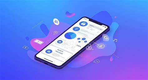 A Smartphone Displaying A User Interface With Charts And Data Visualizations Stock Illustration